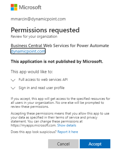Power Automate and Business Central OAuth Authentication | DynamicPoint